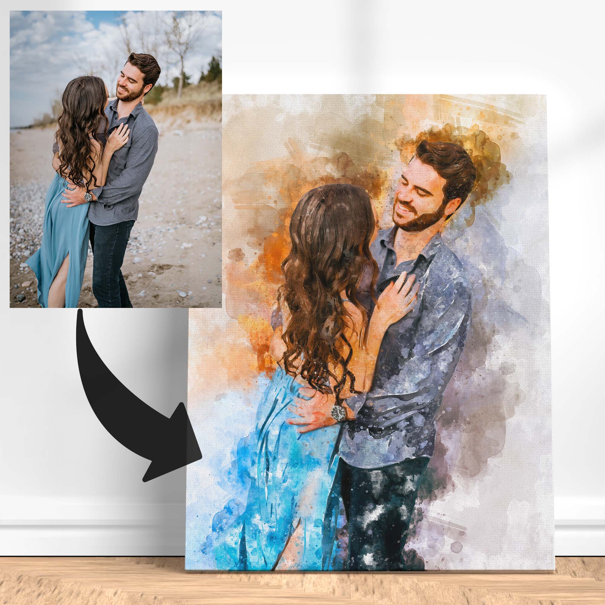 Personalized Watercolor Portrait - Canvas – Turned Art