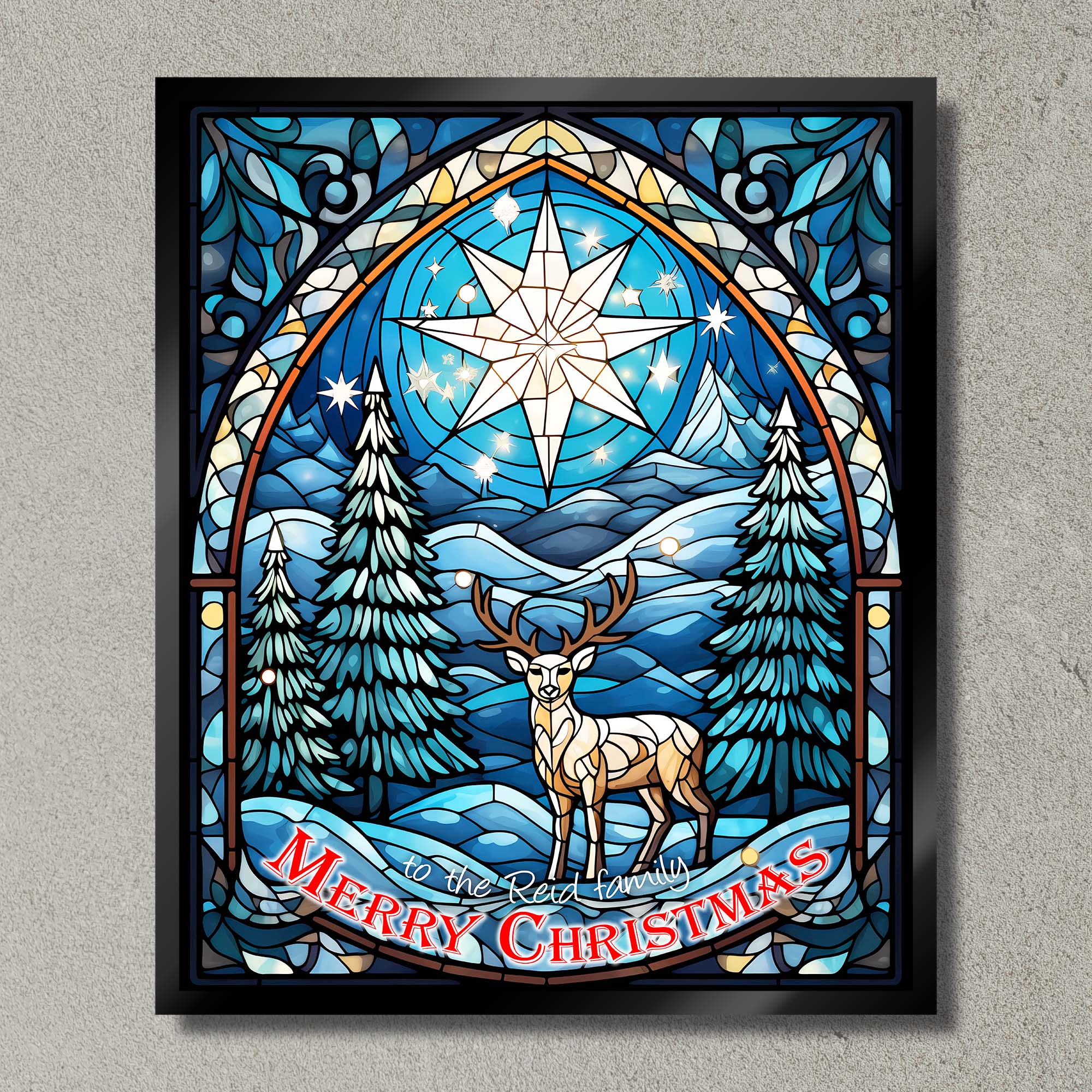 Illuminated Artwork Christmas Illustration "Stained Glass Reindeer" wi ...